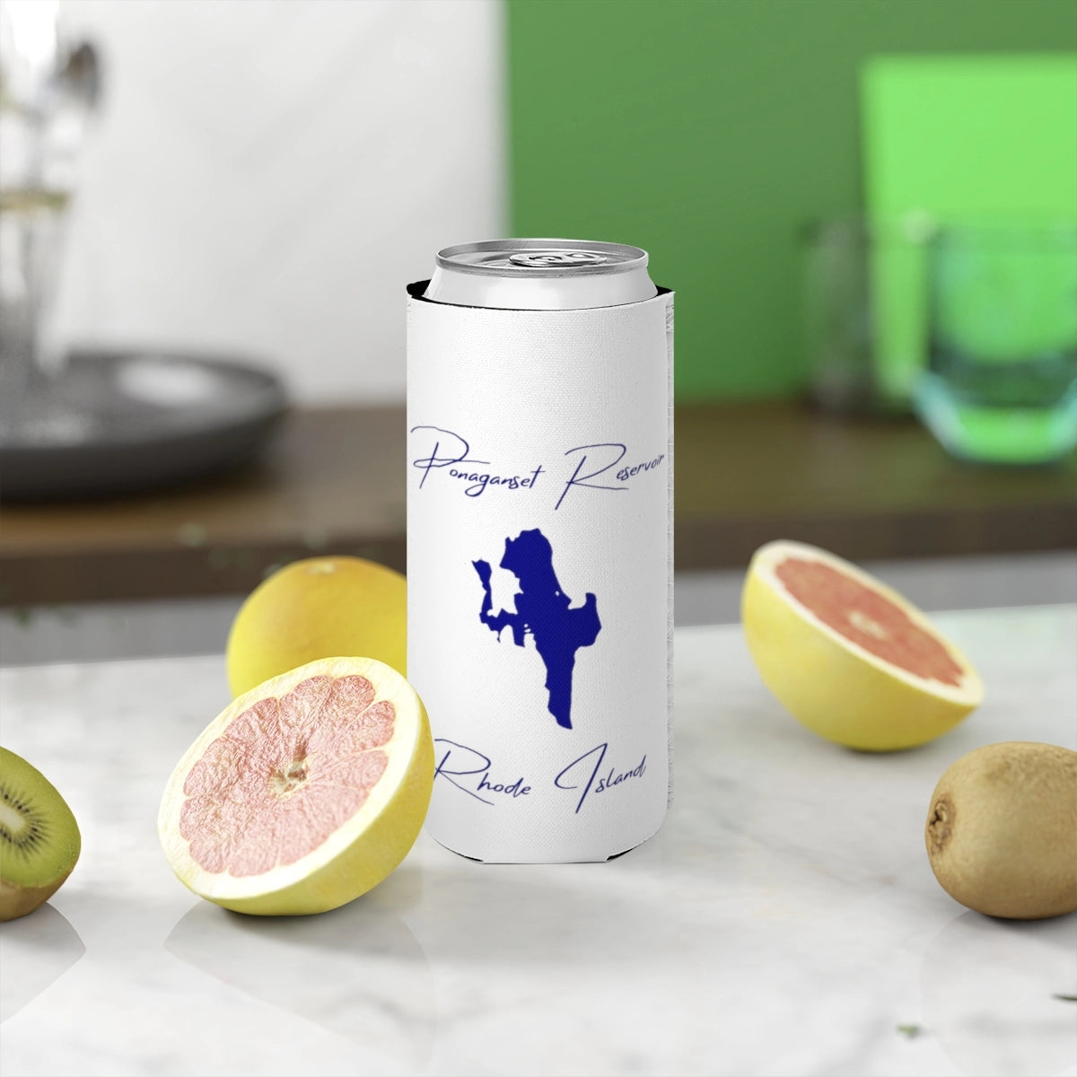 Slim Can Koozie Ponaganset Reservoir Rhode Island – Lakecessory